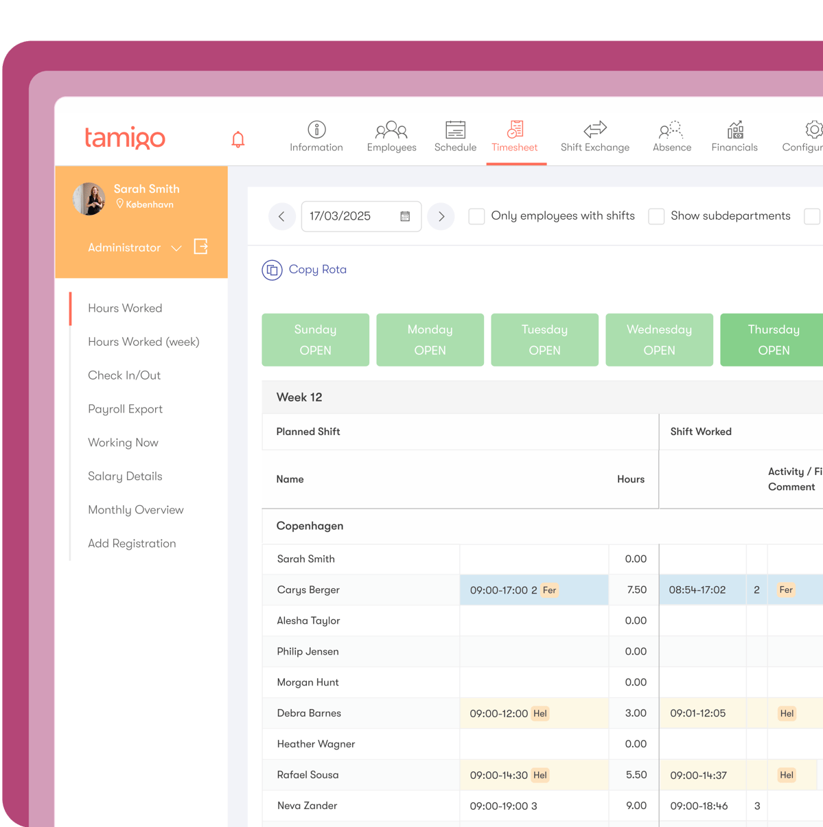 Timeliste Software – tamigo Workforce Management